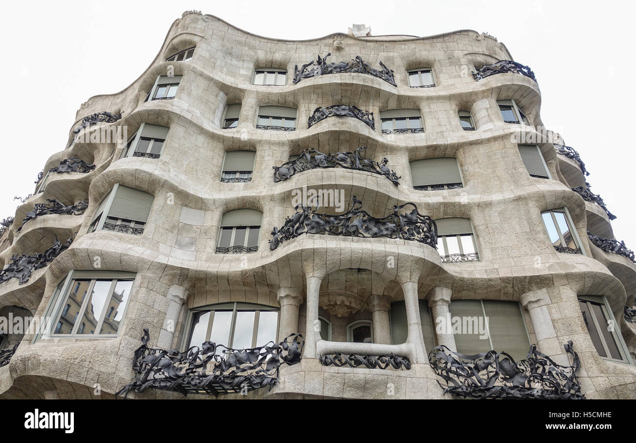 The Gaudi house in Barcelona - Casa Mila Stock Photo - Alamy