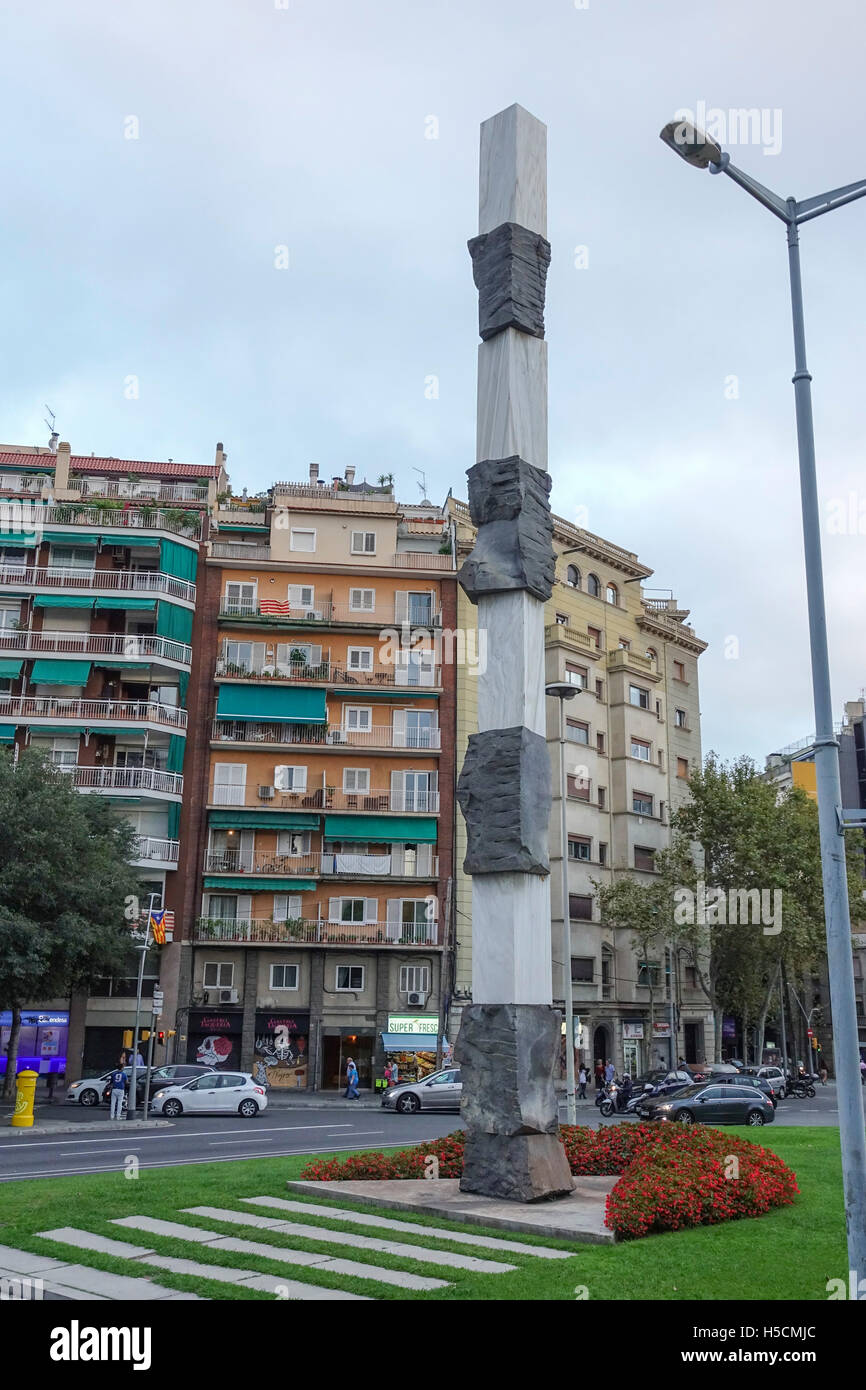 Beautiful column in the streets of Barcelona Stock Photo - Alamy
