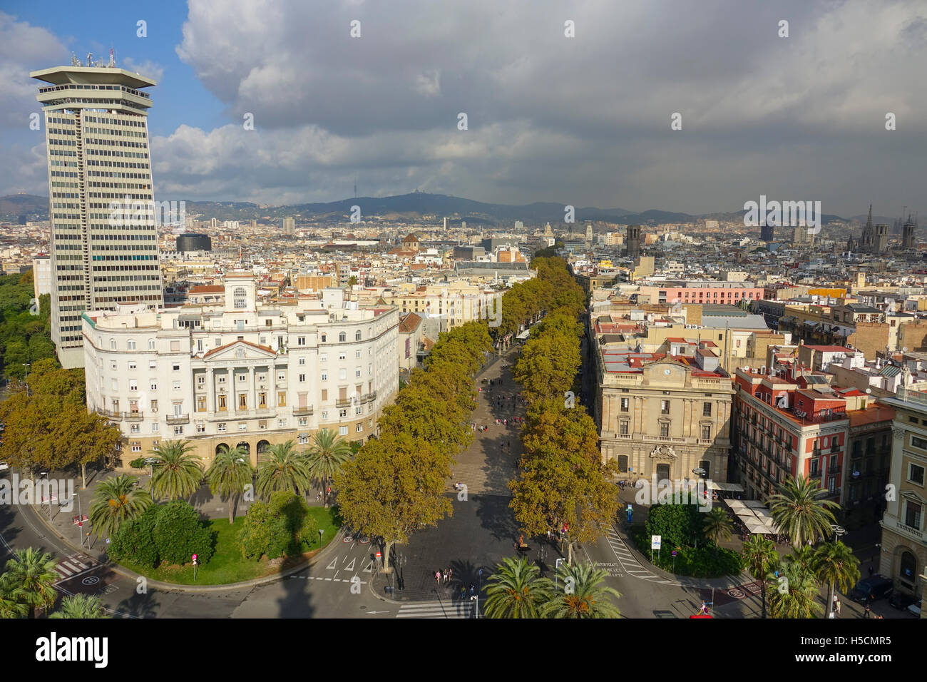 The City of Barcelona - amazing aerial view from Column Stock Photo - Alamy