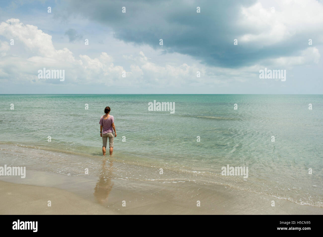 Tourist on Casuarina beach, Karainagar, Jaffna Peninsula, Sri Lanka ...