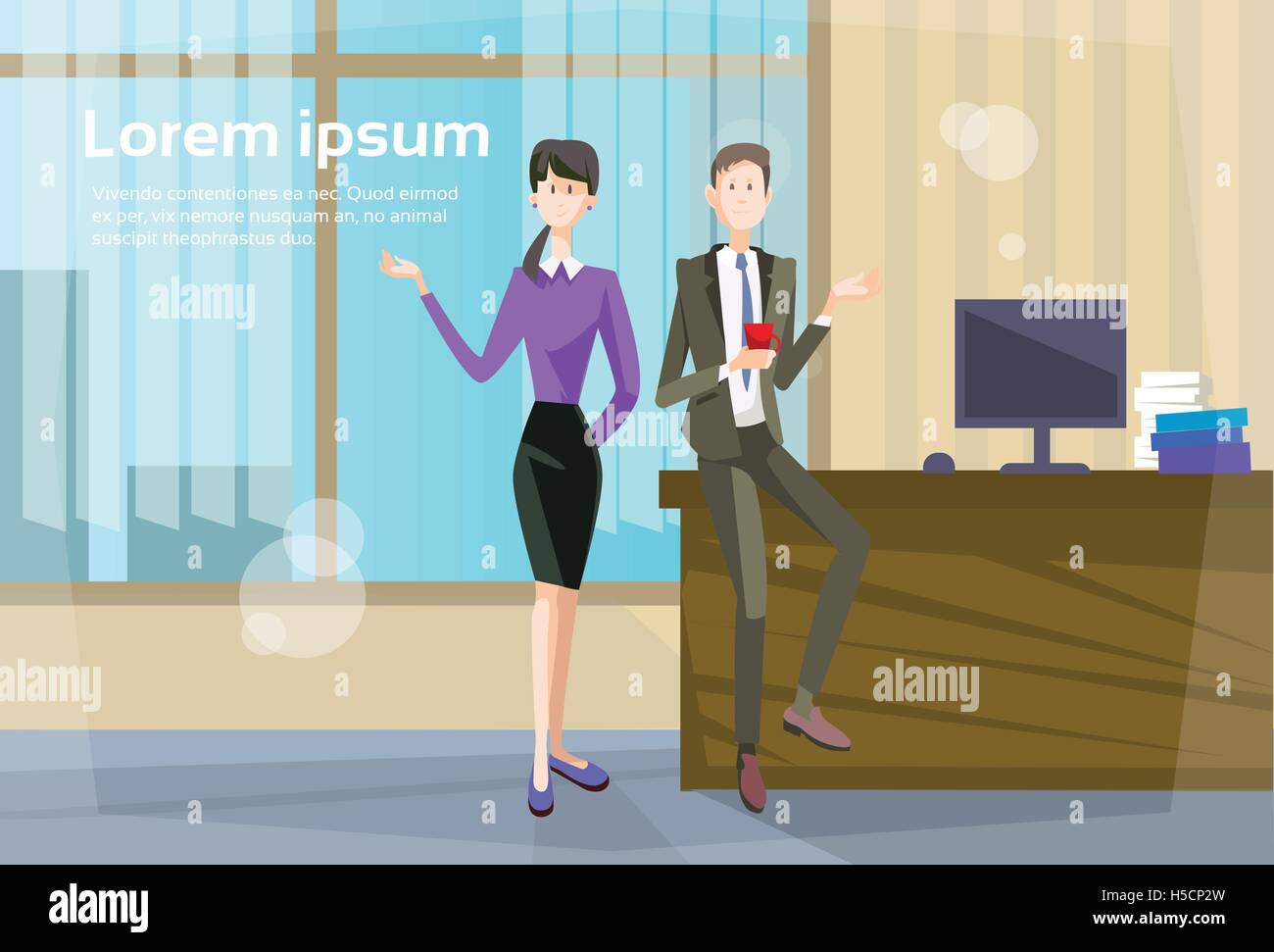 Business People Meeting Communication Office Interior Coffee Break ...