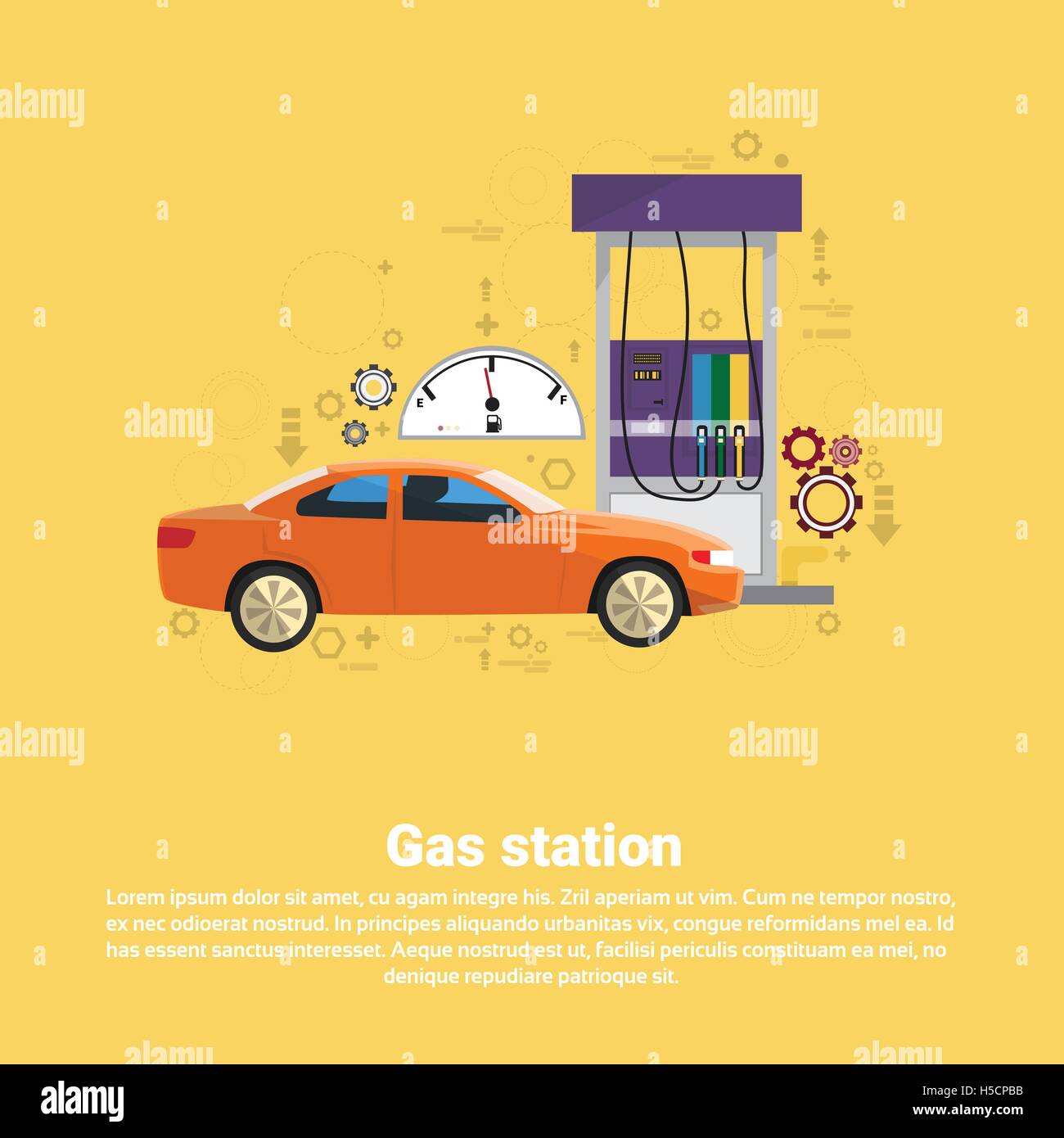 Gas Petrol Station Automobile Service Web Banner Stock Vector Image ...