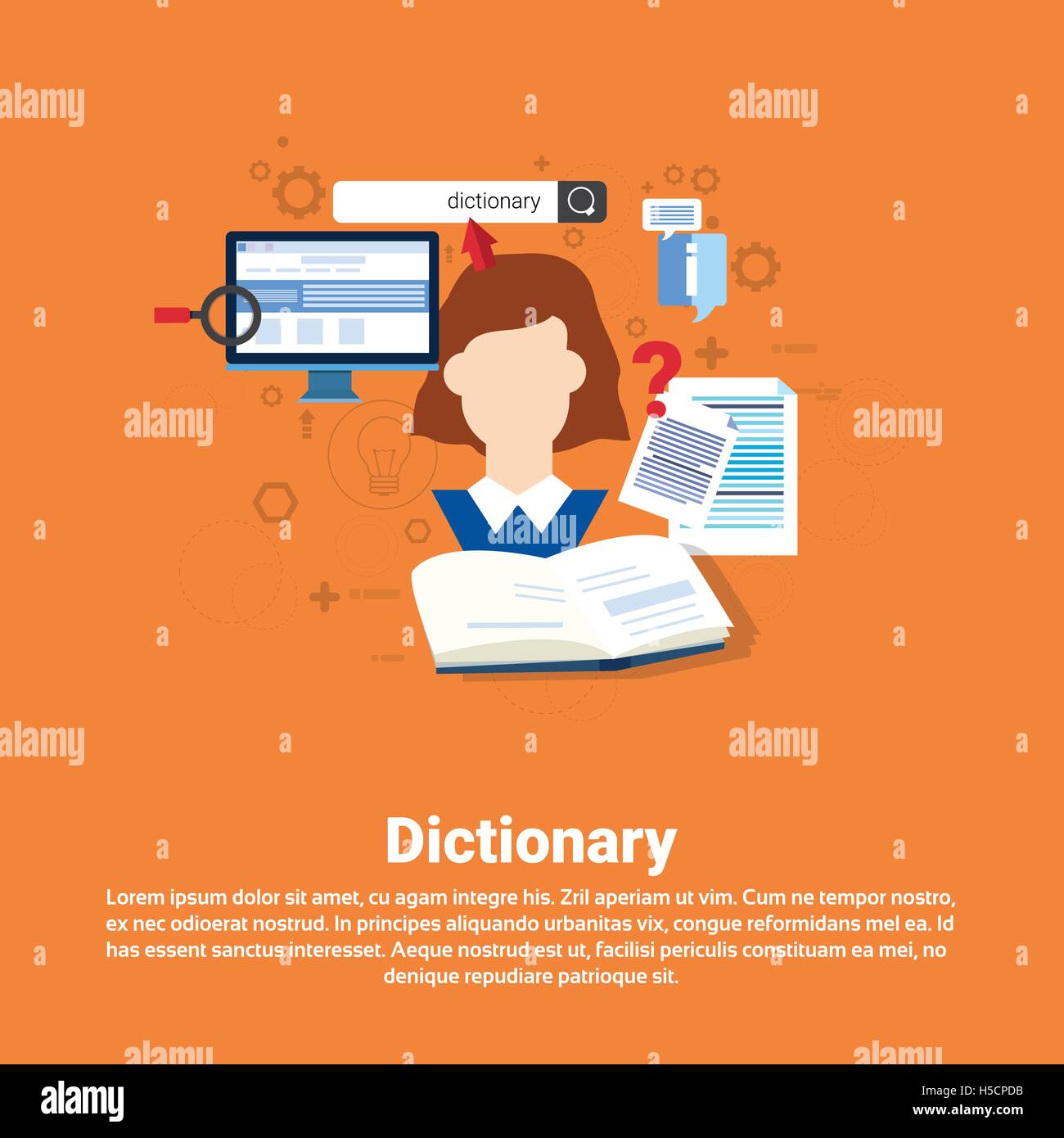 Dictionary Vocabulary Technology Translation Tool Web Banner Stock ...