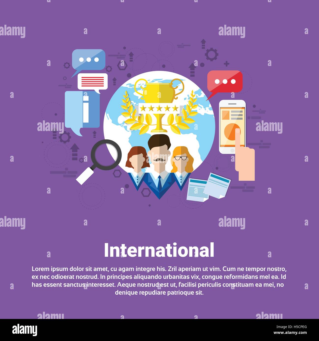 International Social Media Network Internet Connection Communication Web Banner Stock Vector