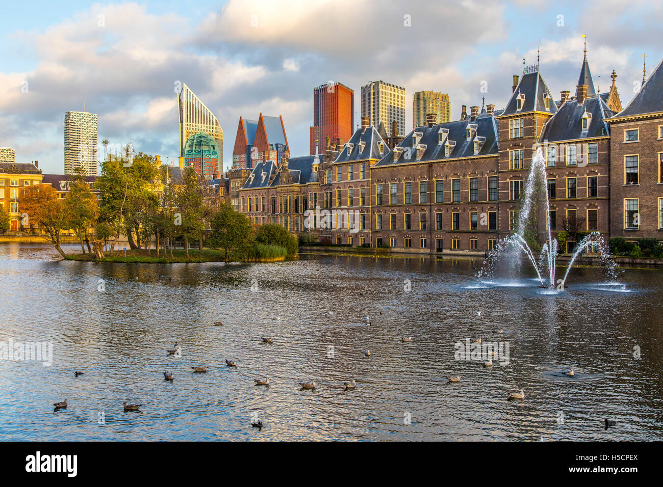 The Hague, capital of the Netherlands, the Binnenhof building, seat of ...