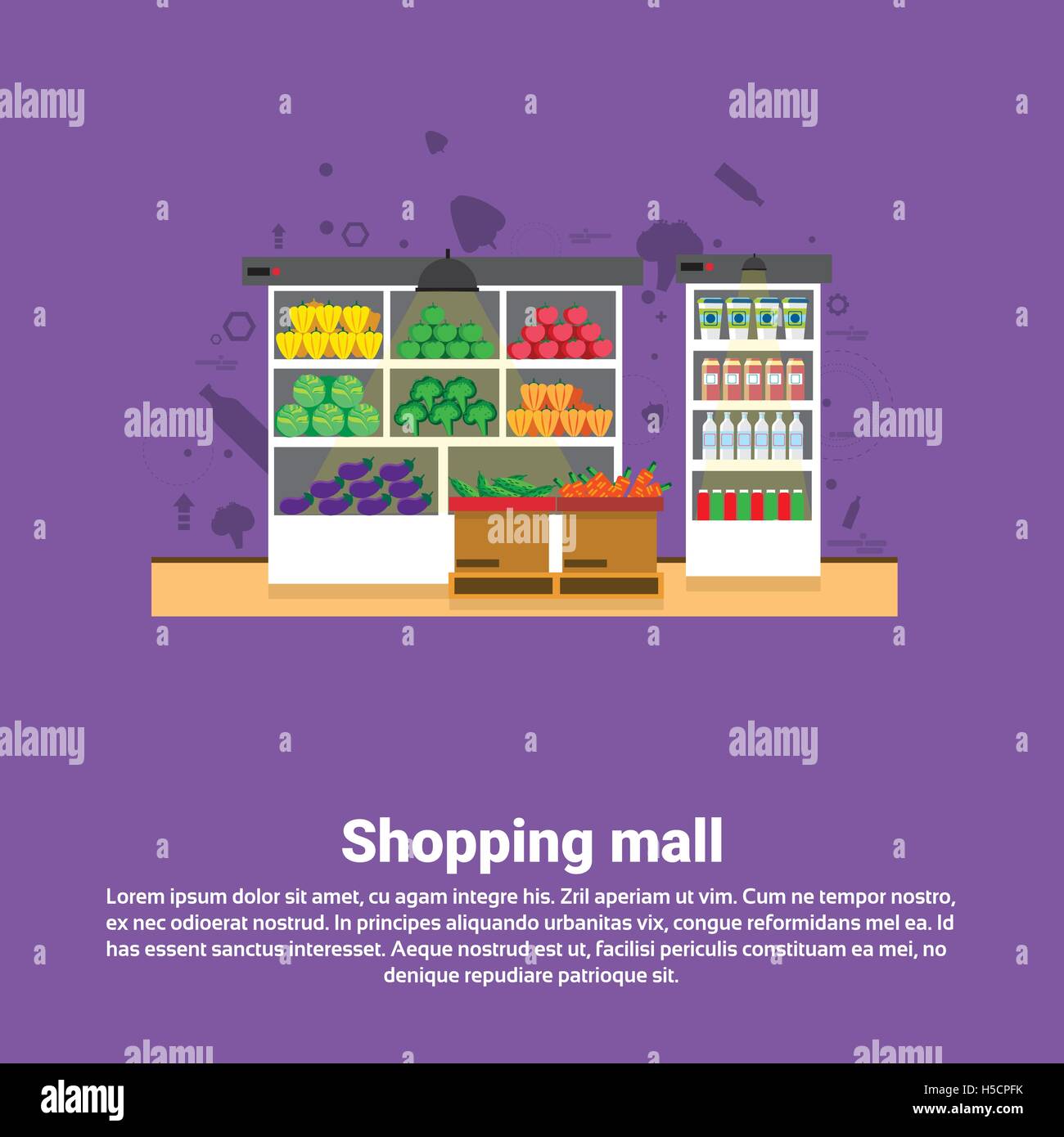Shopping Mall Retail Store Online Commerce Web Banner Stock Vector ...