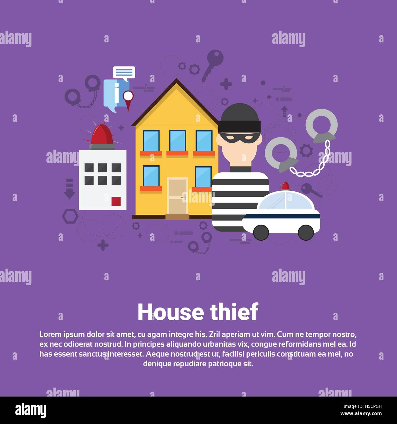 House Thief Security Protection Insurance Web Banner Stock Vector Image ...