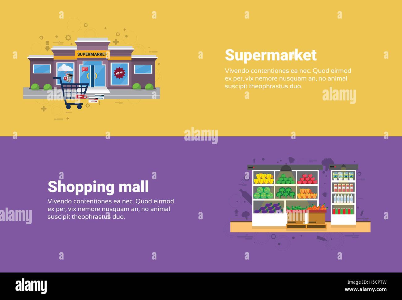 Supermarket Shopping Mall Retail Store Online Commerce Web Banner Stock ...