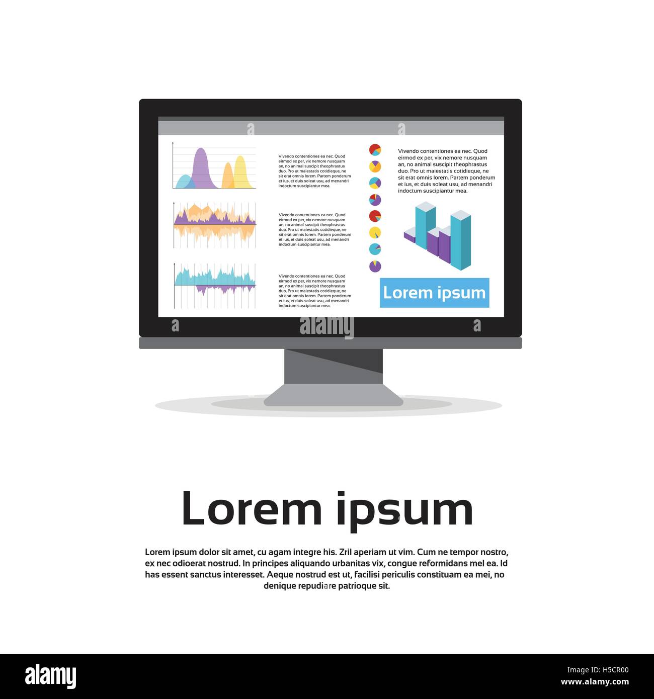 Desktop Monitor Workstation Graph Set Finance Diagram Infographic ...