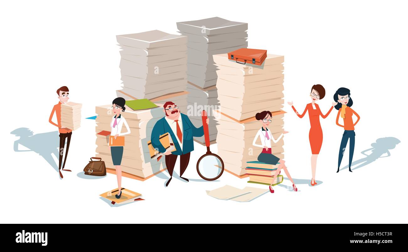 Business People Group Stacked Paper Document Paperwork Study Teamwork ...