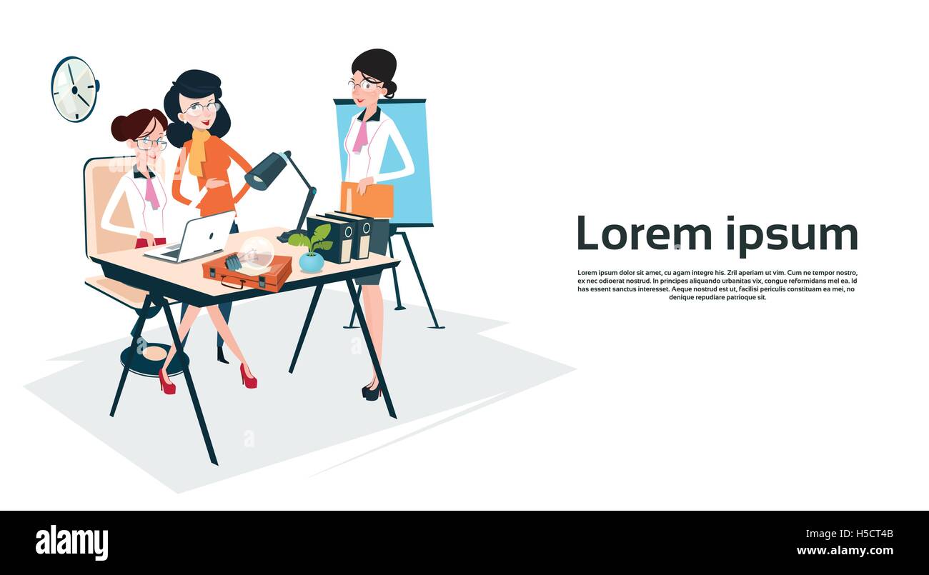 Business Woman Group Team Workplace Office Teamwork Stock Vector Image ...