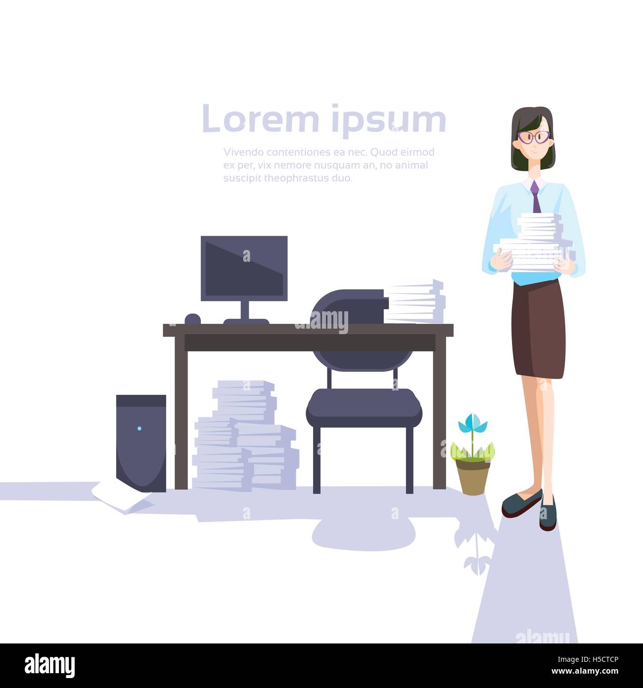 Businesswoman Secretary Hold Document Contract Business Office Interior ...