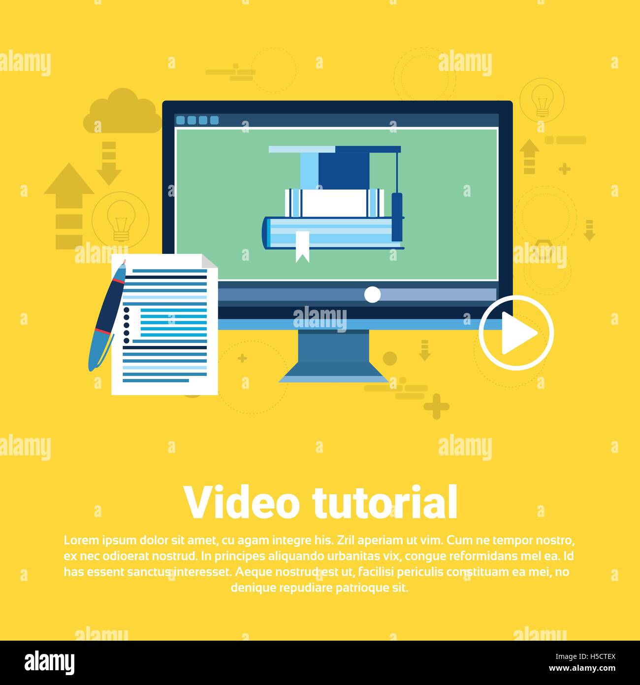Video Tutorial Editor Concept Modern Technology Web Banner Stock Vector ...