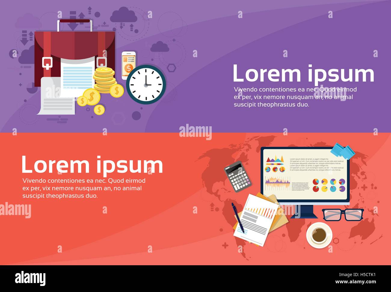 Accountant Analysis Computer Finance Diagram Business Web Banner Stock ...