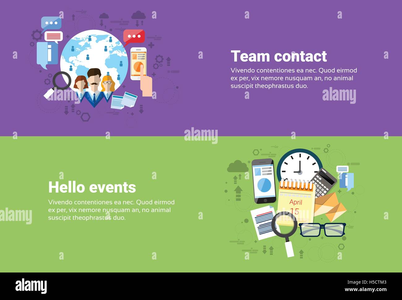 Teamwork Cooperation, Calendar Events Business Web Banner Stock Vector ...
