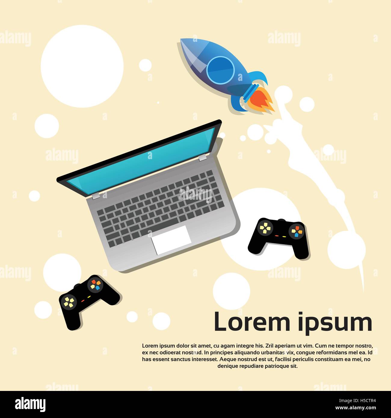 Laptop Computer With Joystick Video Game Play Console Stock Vector ...