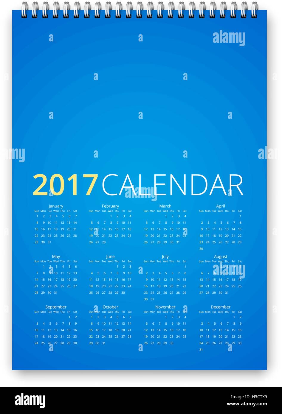 Calendar 2017 Vector Stock Vector Image & Art - Alamy