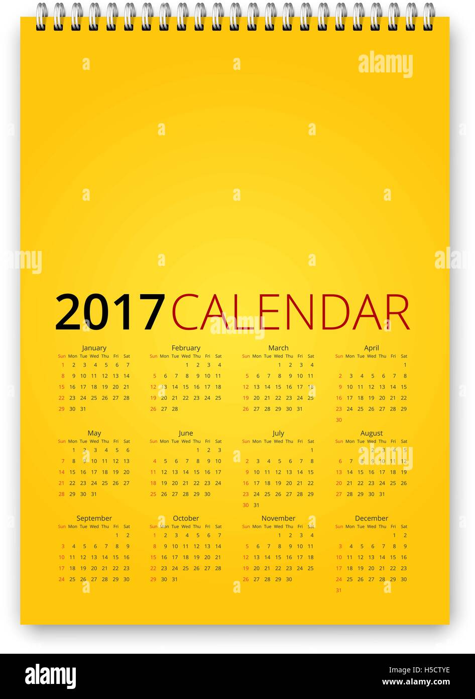 Calendar 2017 Vector Stock Vector Image & Art - Alamy