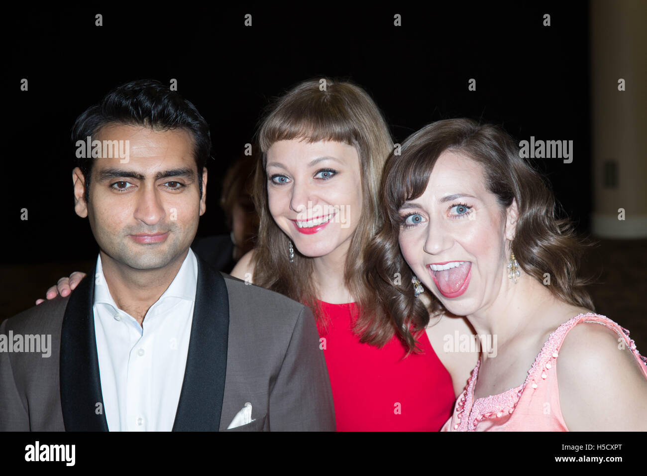 Kumail Nanjiani, Emily Gordon and Kristen Schaal attend 2016 Writers ...
