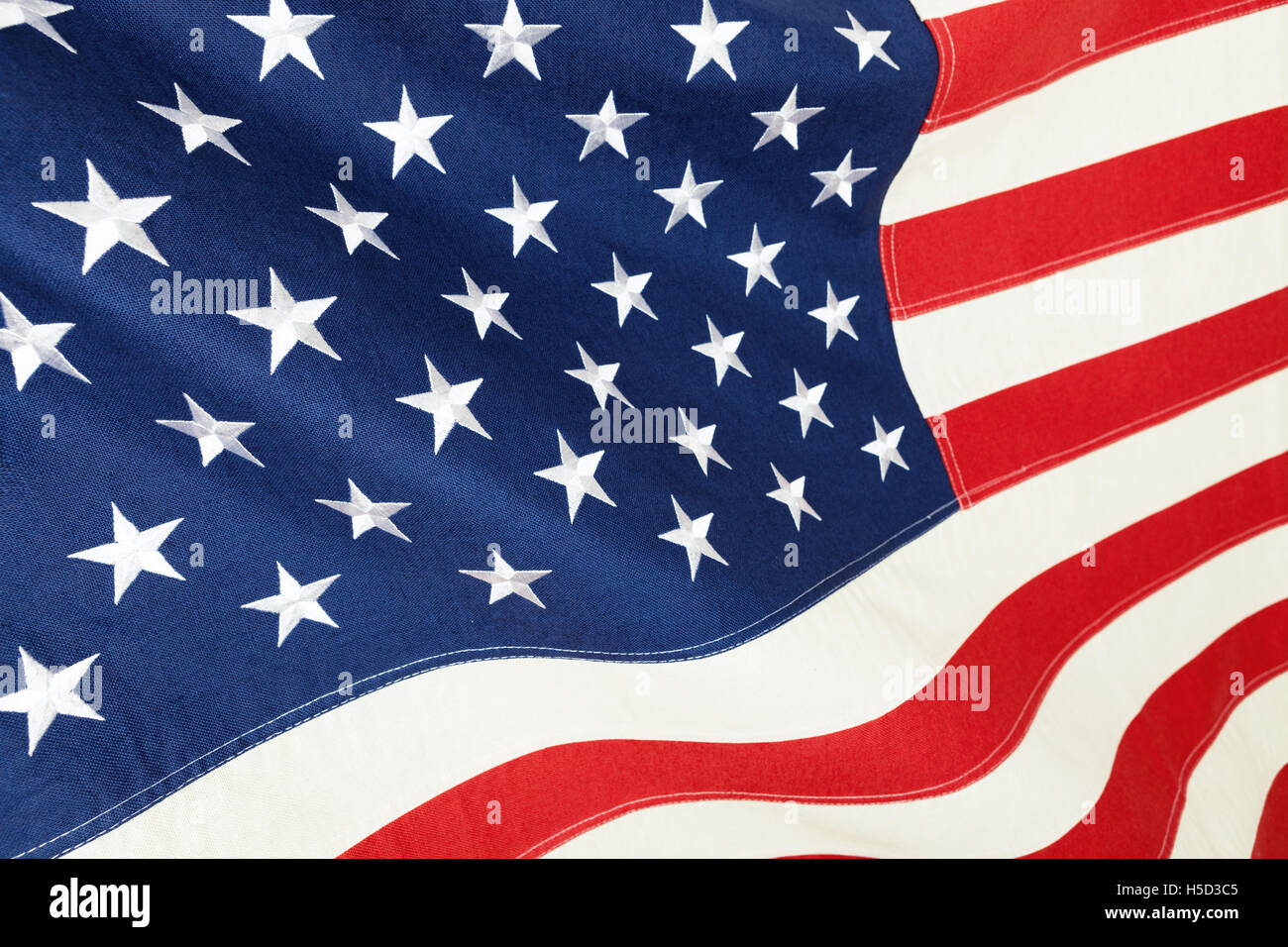 Close up studio shot of rough texture cotton flag - United States of ...