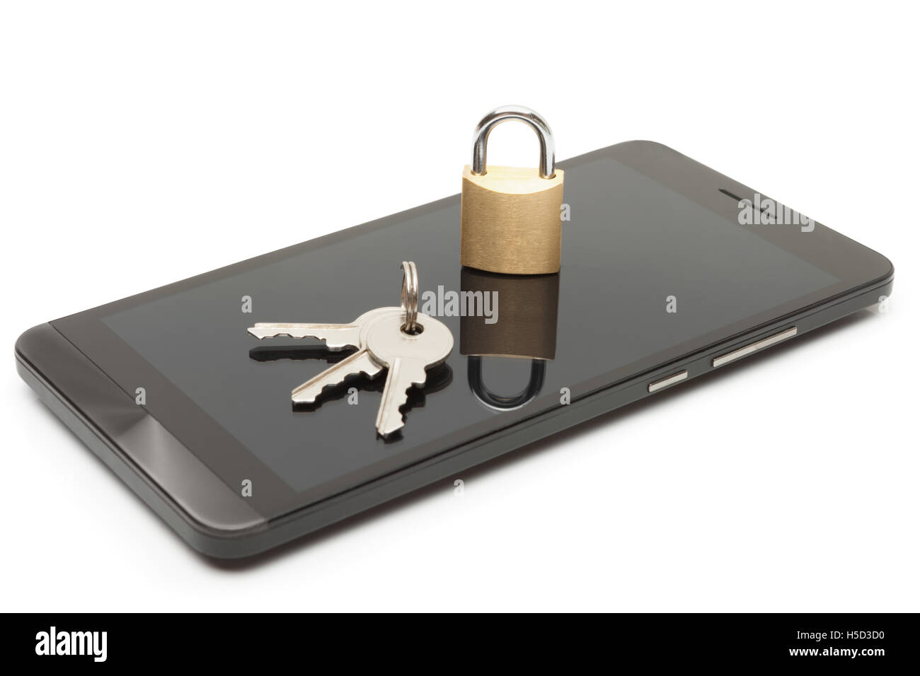 Mobile phone security and data protection concept. Smartphone with lock ...