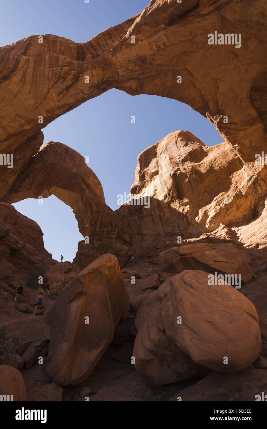 Utah, Arches National Park, Windows Section, Double Arch Stock Photo ...