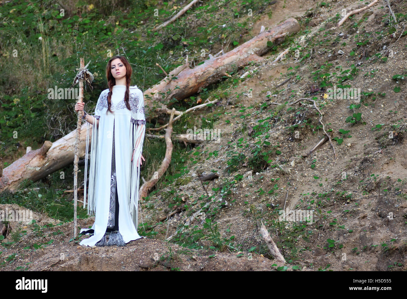 Shaman with Staff and glass ball outdoor Stock Photo - Alamy