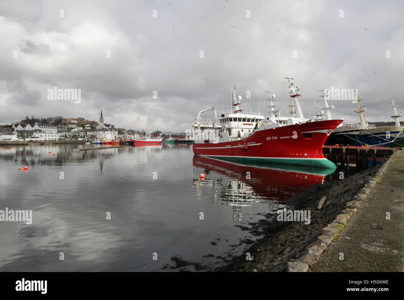 The harbour and fishing boats and trawlers at Killybegs Harbour Co ...
