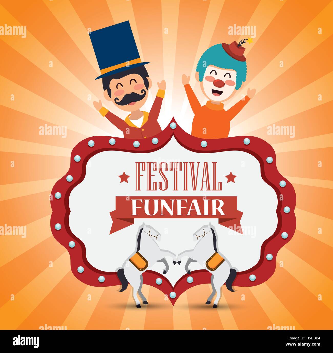 poster festival funfair clown and horses fun Stock Vector Image & Art ...