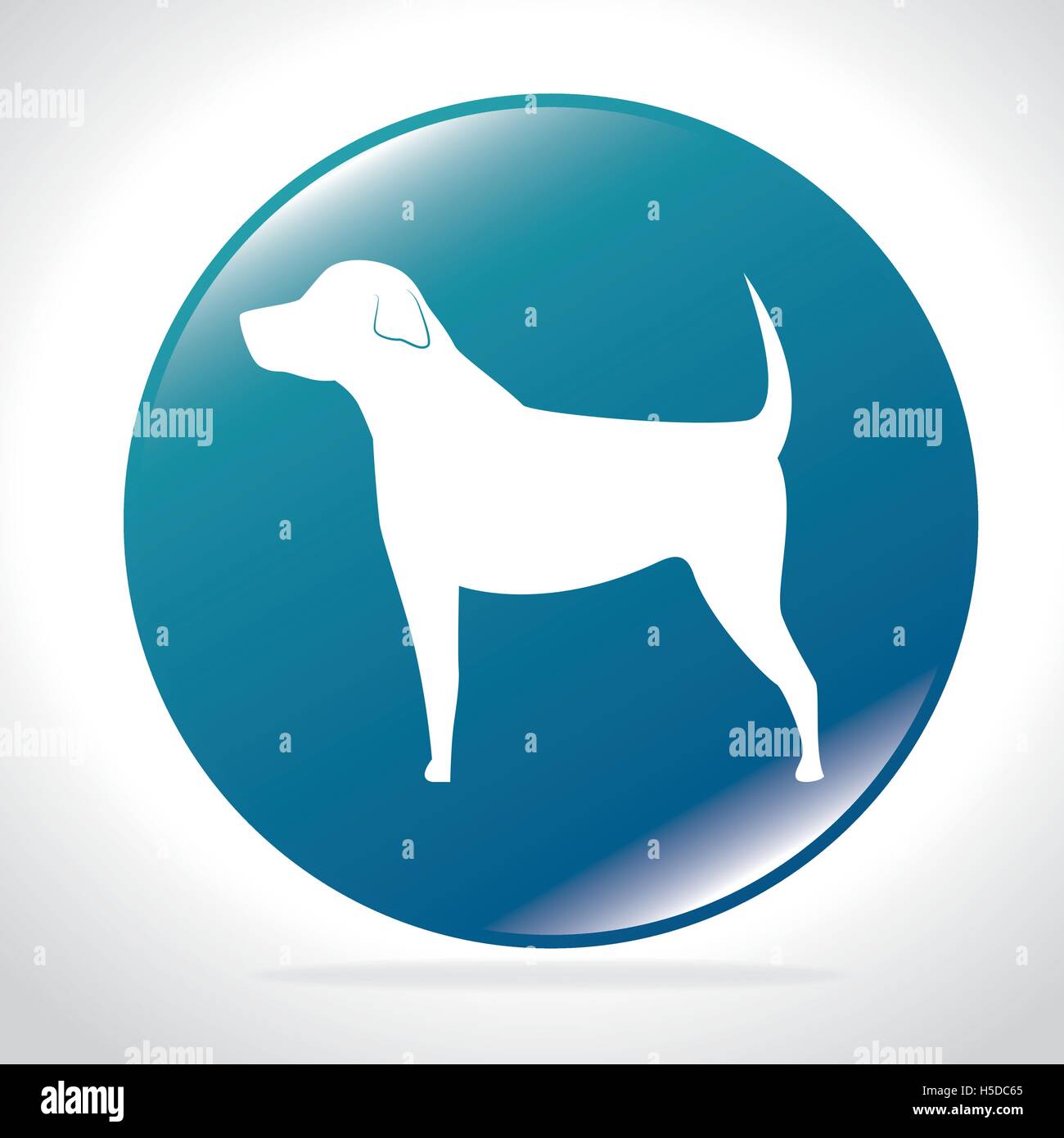 white silhouette big dog blue button icon design Stock Vector Image ...