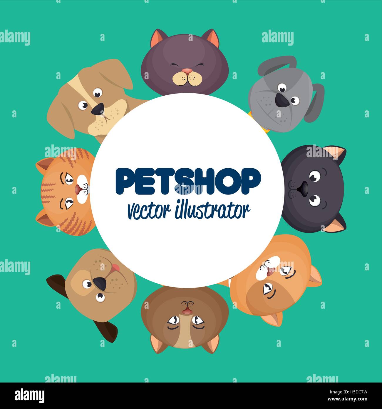 pet shop poster with lovely cats and green background Stock Vector ...