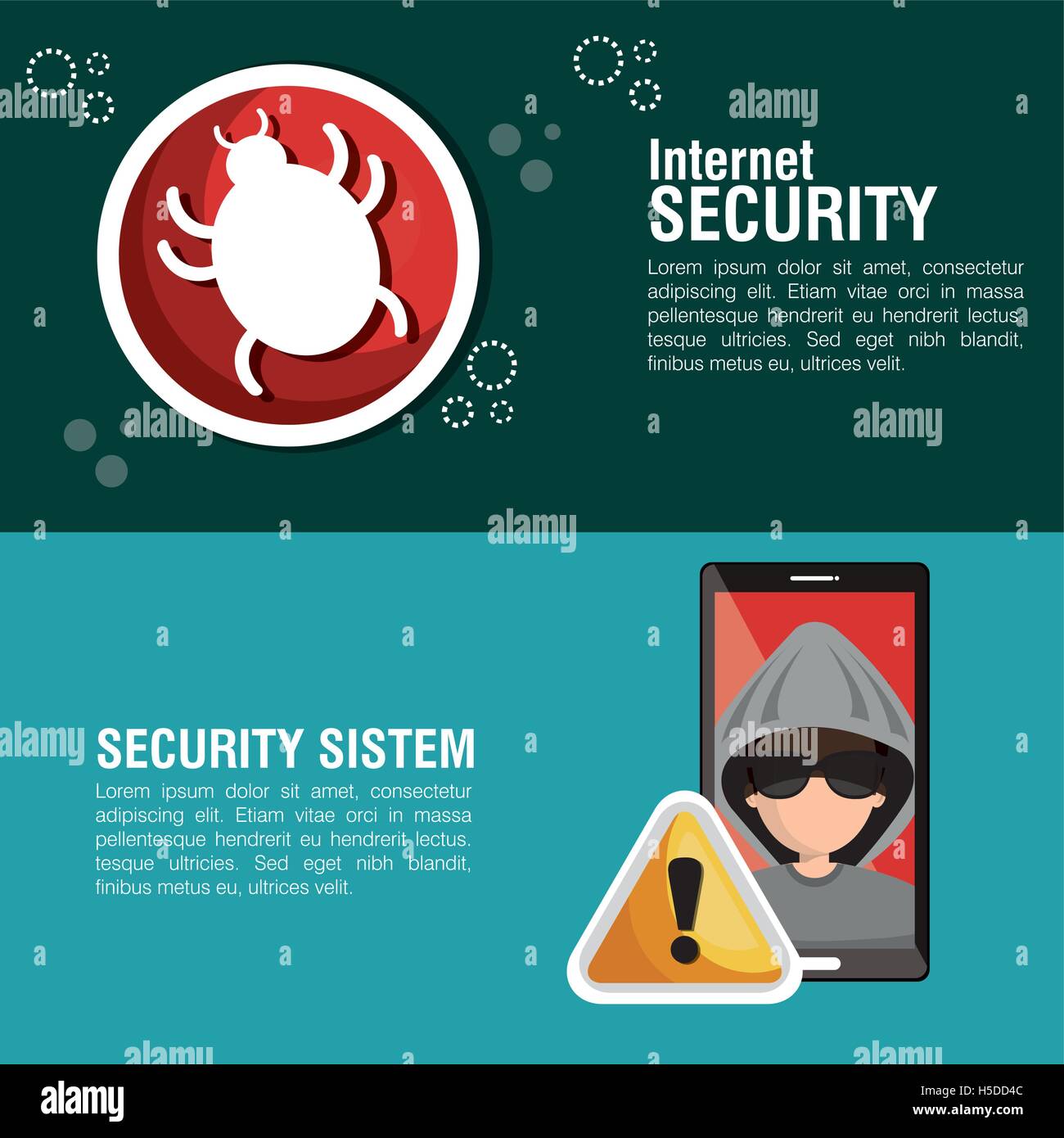 internet security system smartphone hacker warning Stock Vector Image ...