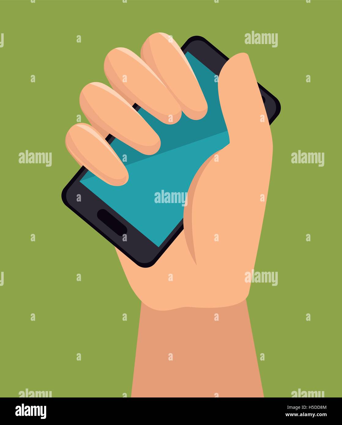 hand holding smartphone with blue screen Stock Vector Image & Art - Alamy