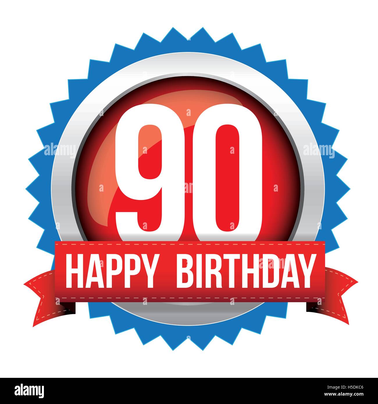 Ninety years happy birthday badge ribbon Stock Vector Image & Art - Alamy