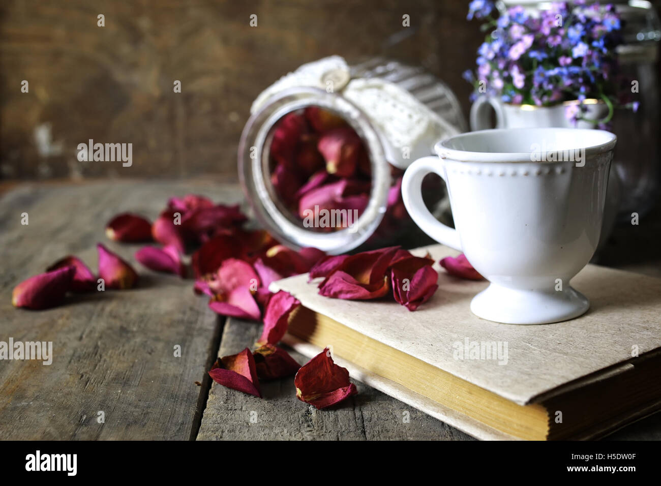 vintage tea rose dry petal Stock Photo - Alamy