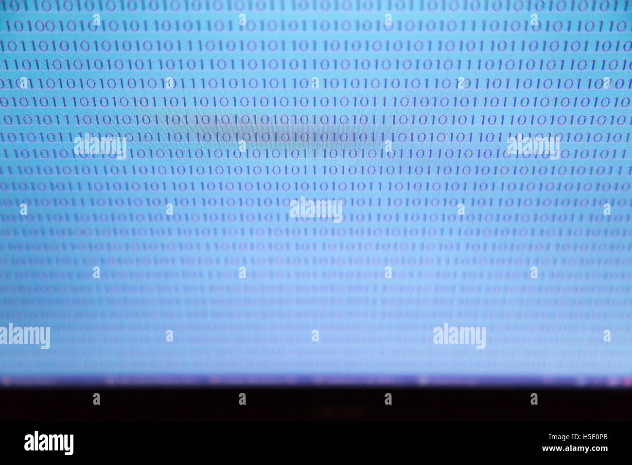 Black numbers zero and one as a texture on a blue background, laptop ...