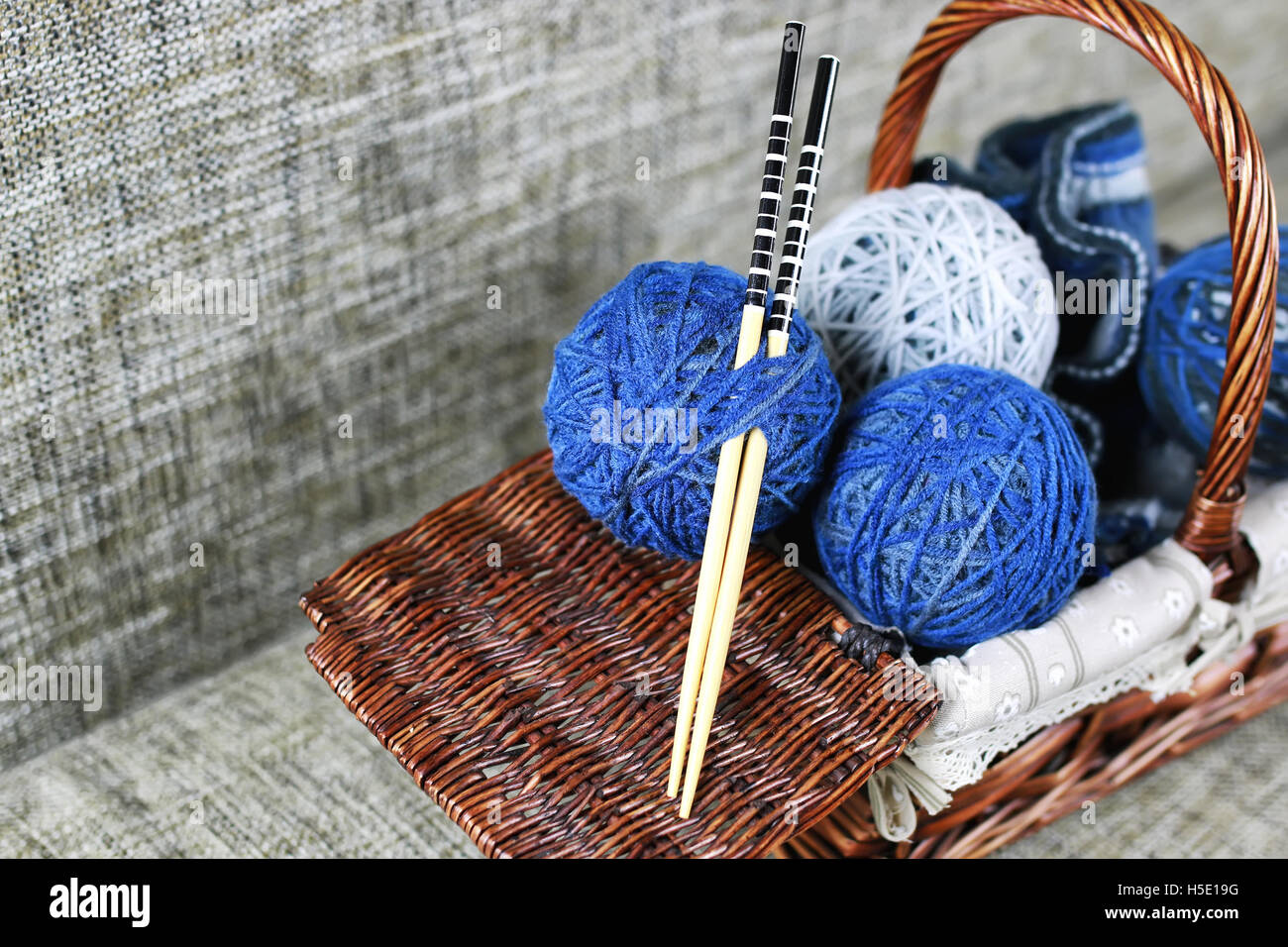 knitting wool ball hobby Stock Photo - Alamy