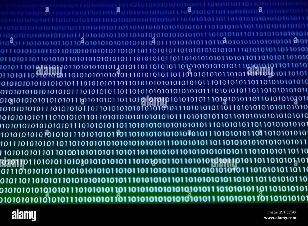 White numbers zero and one as a texture on a green, blue gradient ...