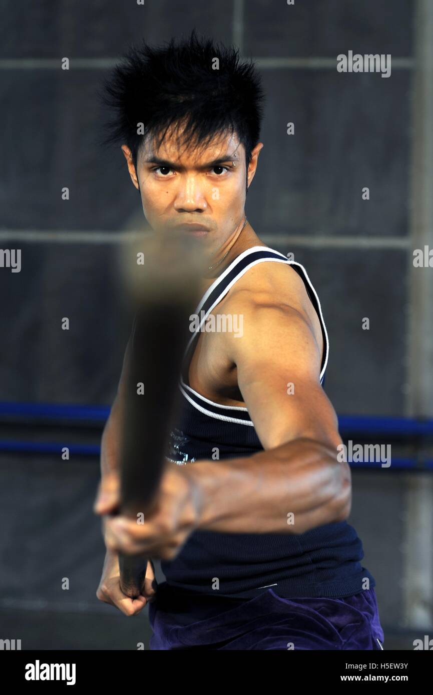 Kung fu stick fighter Stock Photo - Alamy