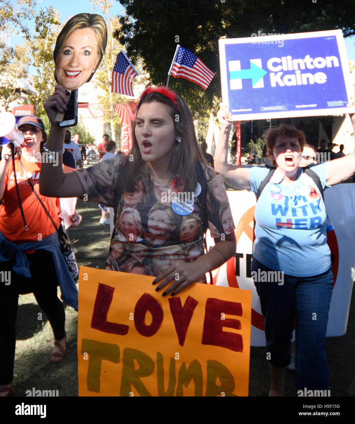Las Vegas, Nevada, USA. 19th Oct, 2016. Clinton and Trump supporters ...