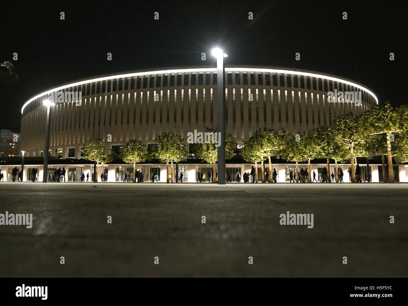Exterior view of the new stadium before the Europa League group phase ...