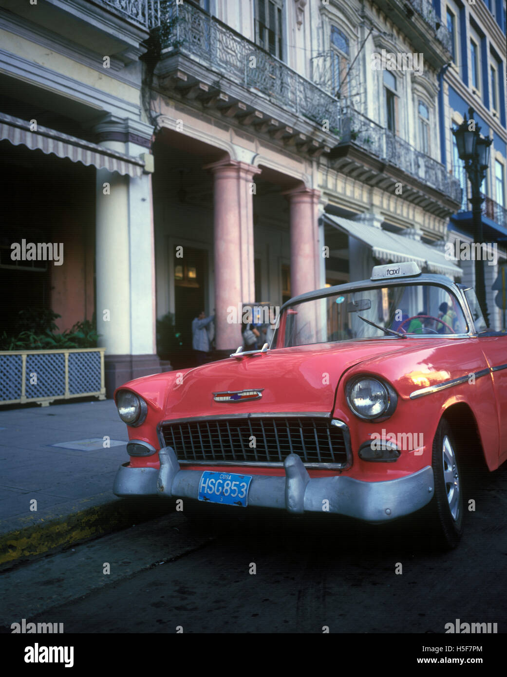 Mar 28, 2006 - Havana, Cuba - Pink Chevy convertible taxi outside a ...