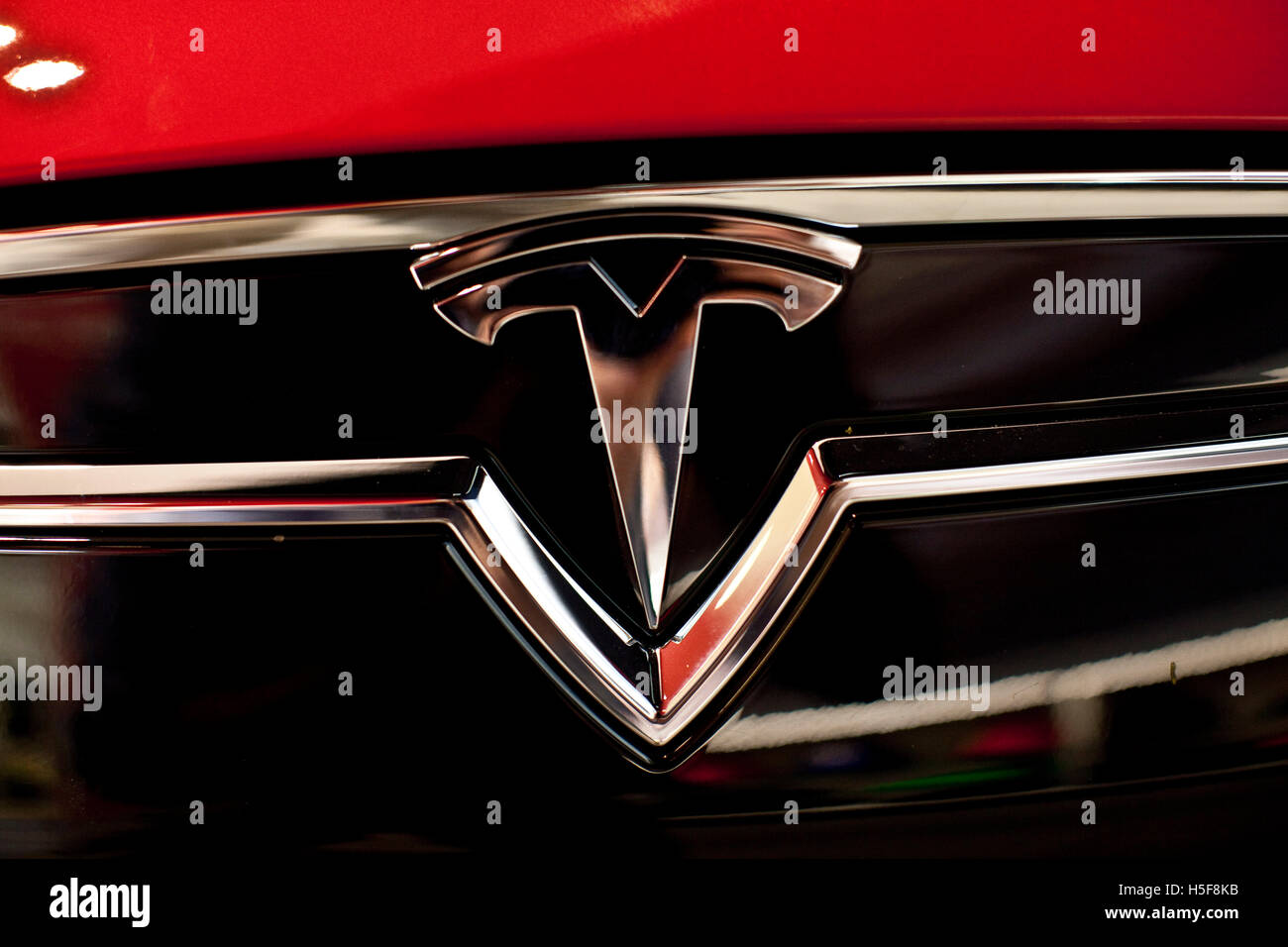 Mission Viejo, California, USA. 18th Mar, 2014. Tesla hood Logo on ...