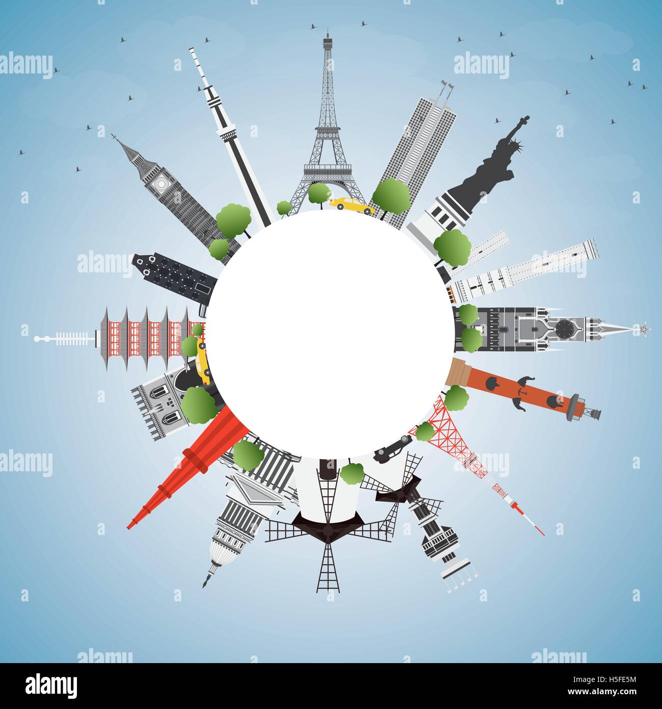 Travel Concept Around the World with Famous International Landmarks ...