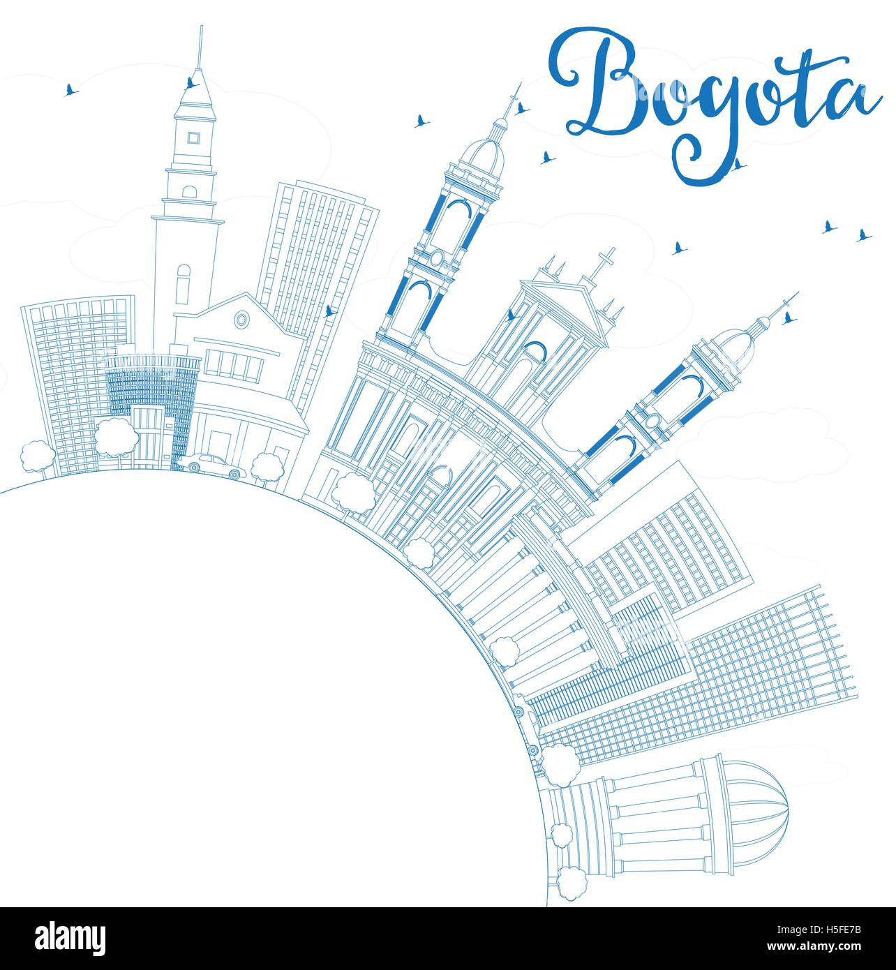 Outline Bogota Skyline with Blue Buildings and Copy Space. Vector ...