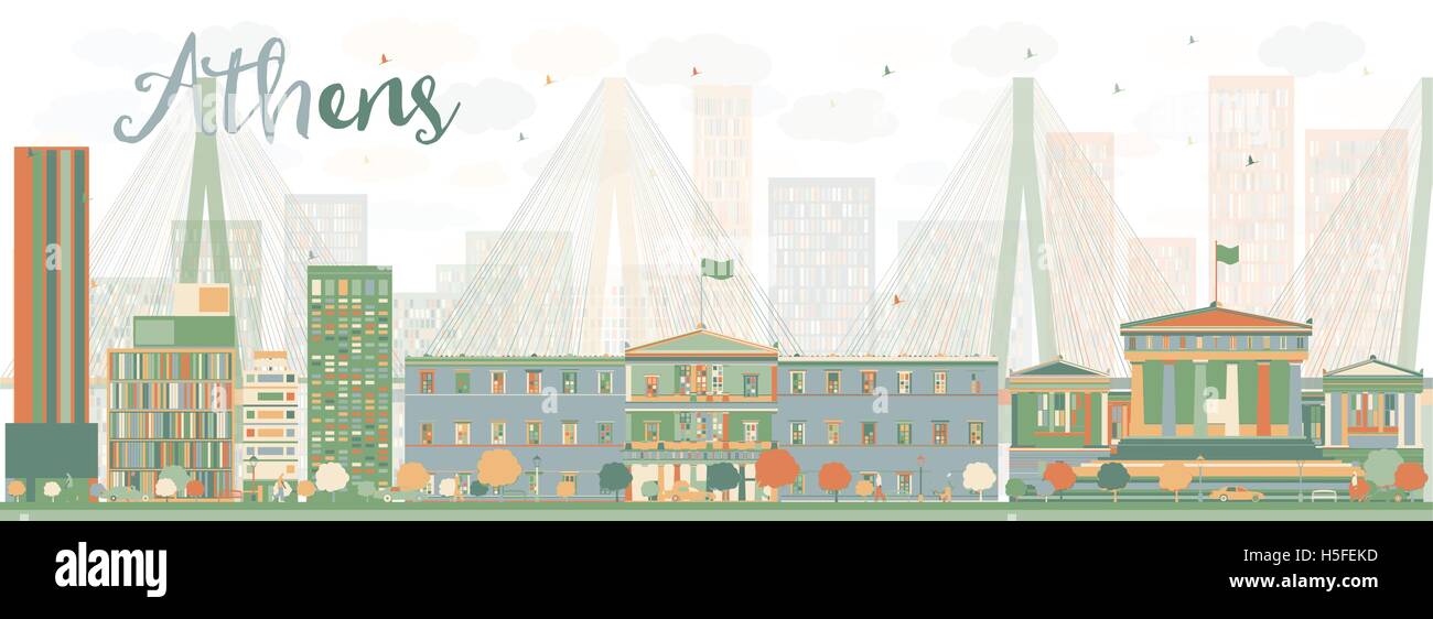 Abstract Athens Skyline with Color Buildings. Vector Illustration ...
