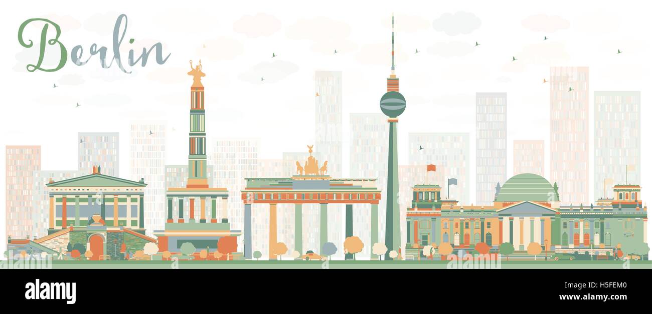 Berlin skyline with color buildings Stock Vector Images - Alamy