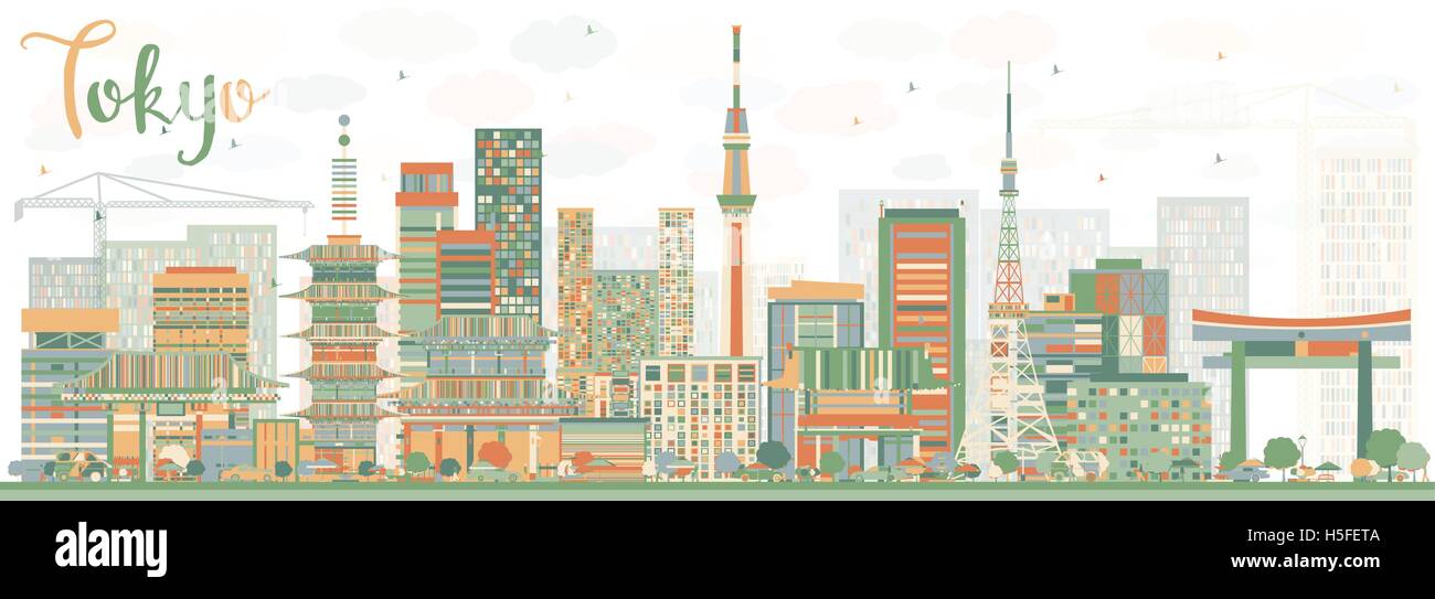 Abstract Tokyo Skyline with Color Buildings. Vector Illustration ...