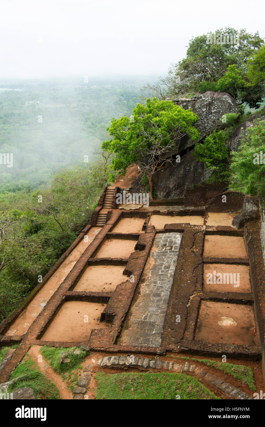 Palace ruins on Sigiriya rock fortress (Lion rock), Sigiriya, Sri Lanka ...