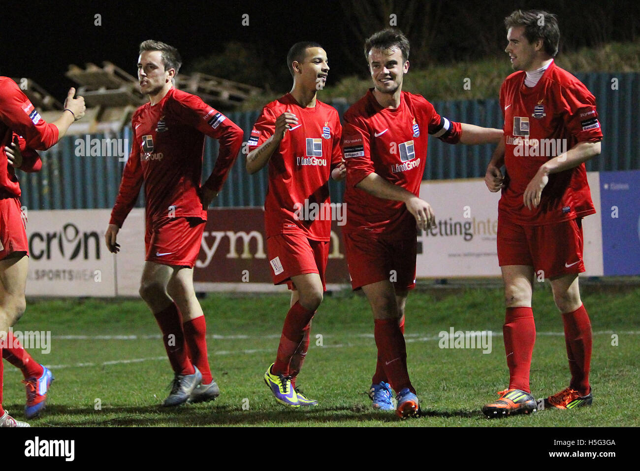 Daniel Charge scores the fourth goal for Barkingside and celebrates ...